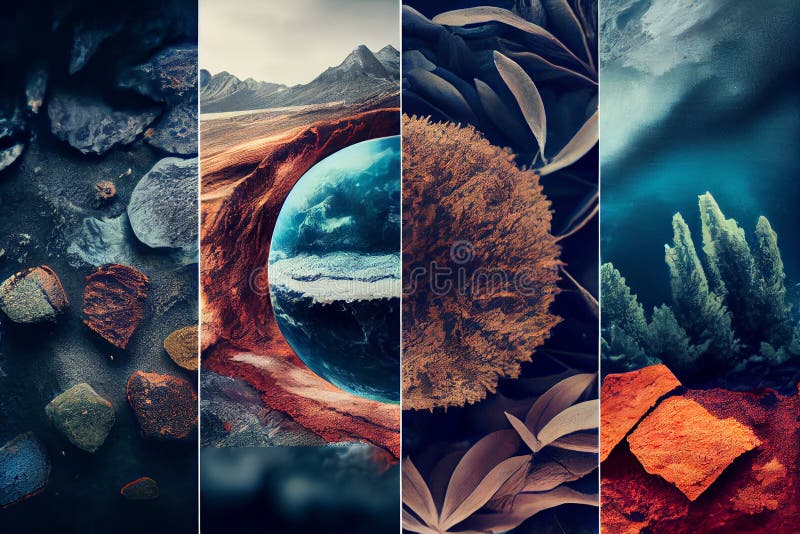 Collage of Different Types of Earth Textures. Stock Illustration ...
