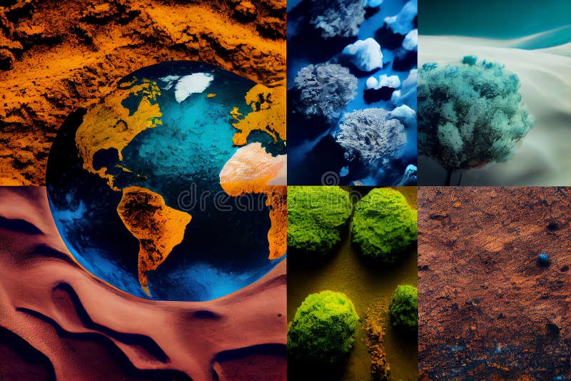 Collage of Different Types of Earth Textures. Stock Illustration ...