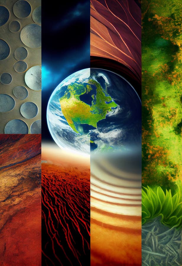 Collage of Different Types of Earth Textures. Stock Illustration ...