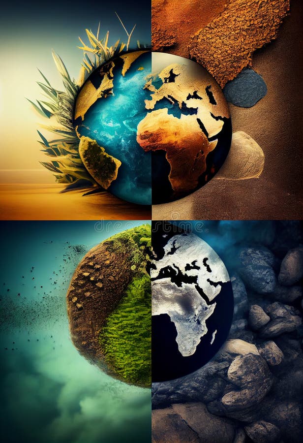 Collage of Different Types of Earth Textures. Stock Illustration ...