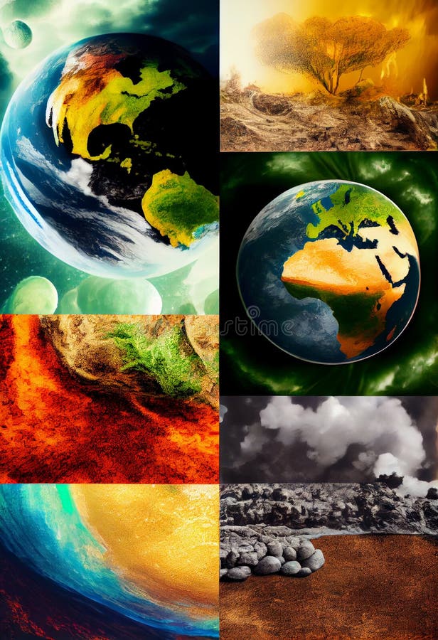 Collage of Different Types of Earth Textures. Stock Image - Image of ...