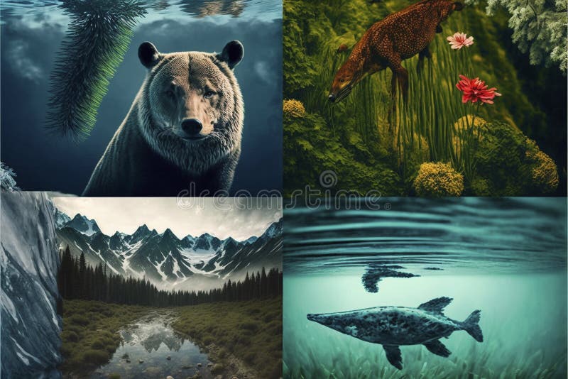 A Collage of Different Types of Nature Scenes Stock Illustration ...