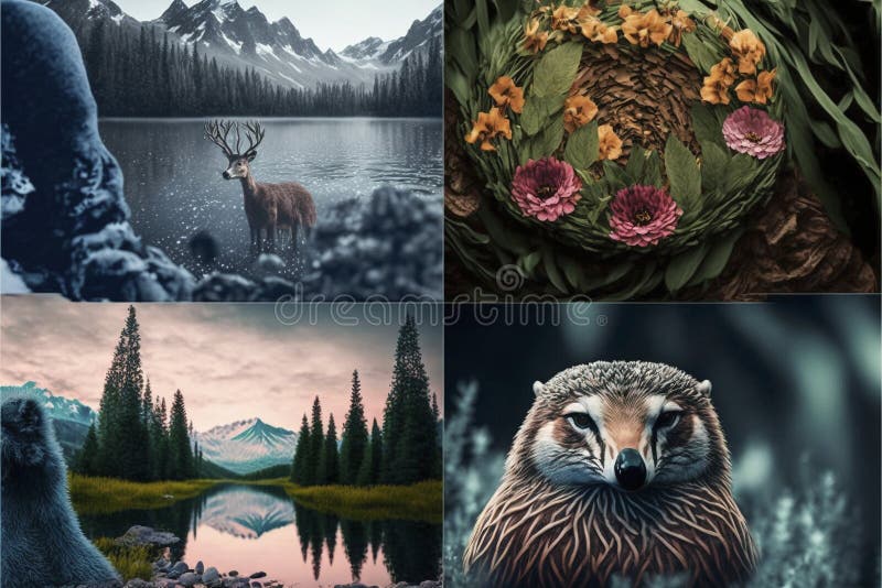 A Collage of Different Types of Nature Scenes Stock Illustration ...