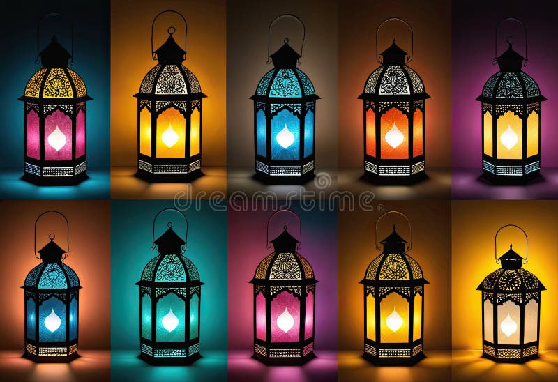 A Collage of Different Types of Ramadan Lanterns with Different Shapes ...