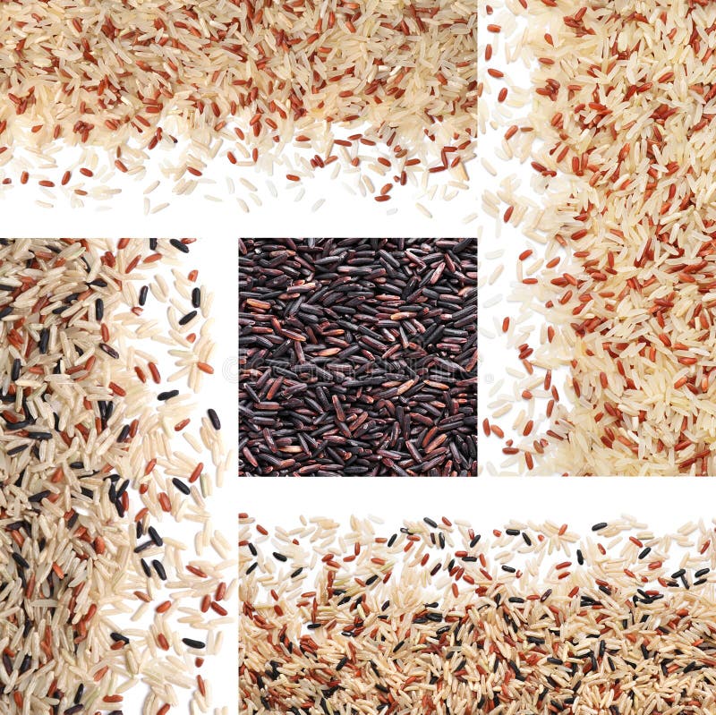 Collage with Different Types of Rice Stock Image - Image of organic ...