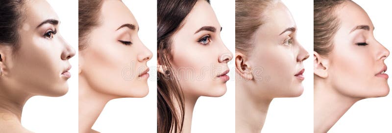 Collage of Different Women in Profile View. Stock Photo - Image of ...