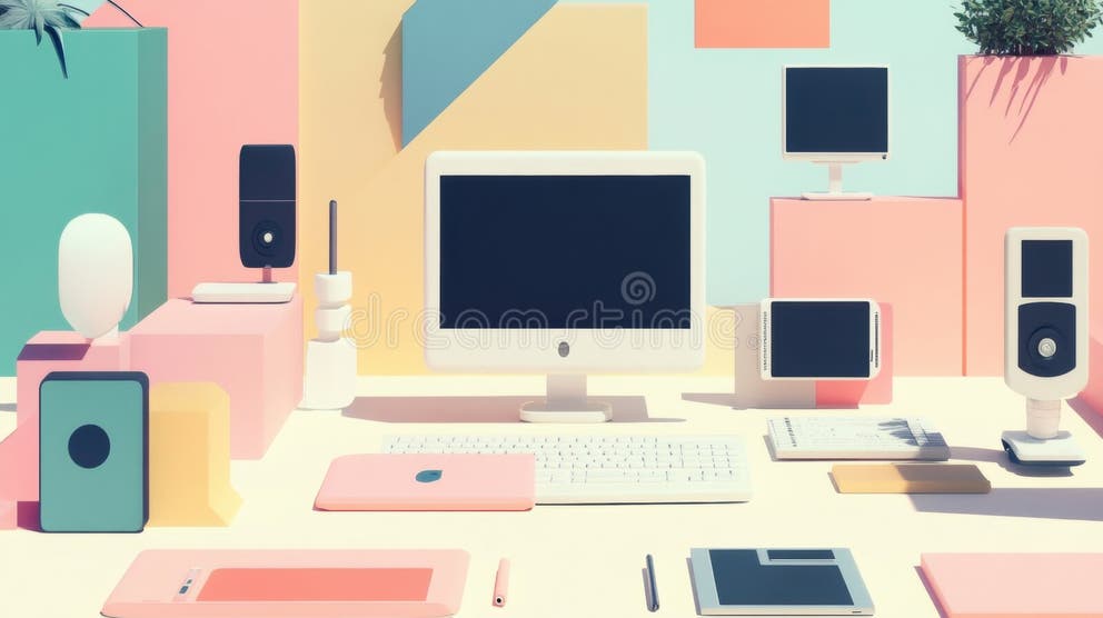 Collage of Digital and Communication Devices in a Modern Layout Stock ...