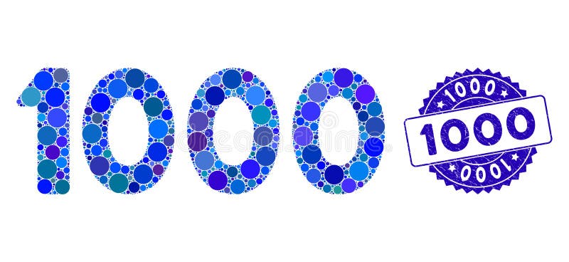 Collage 1000 Digits Text Icon with Grunge 1000 Seal Stock Vector ...