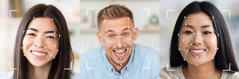 Faces of Diverse Individuals Showcasing Facial Recognition Technology ...