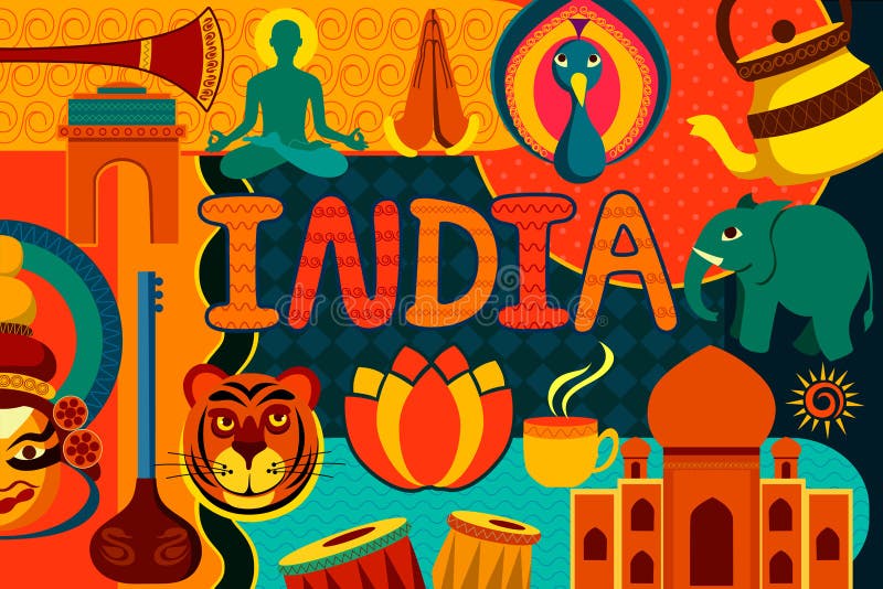 Collage Displaying Rich Cultural Heritage of India Stock Vector ...
