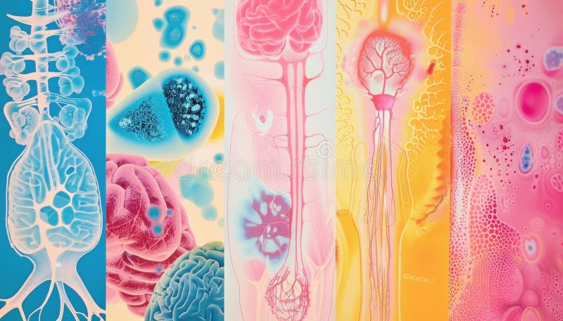 Collage Displays Vibrant Paintings of Cell Types, Showcasing Creativity ...