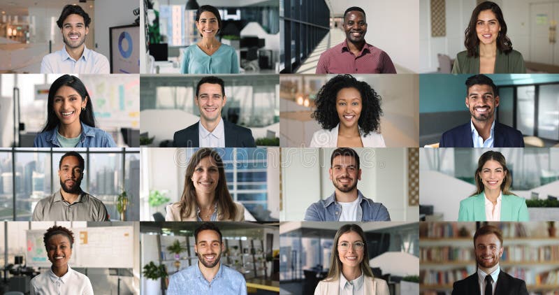 Collage of Diverse Businesspeople Posing in Office, Multiple Faces ...