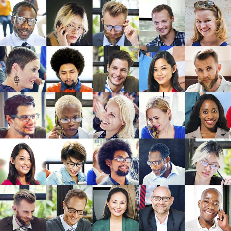 Collage Diverse Faces Group People Concept Stock Image - Image of multi ...
