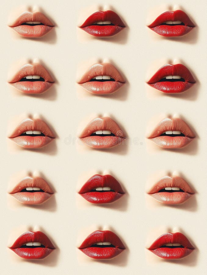 A Collage of Diverse Lip Colors Showcasing Various Shades and Textures ...