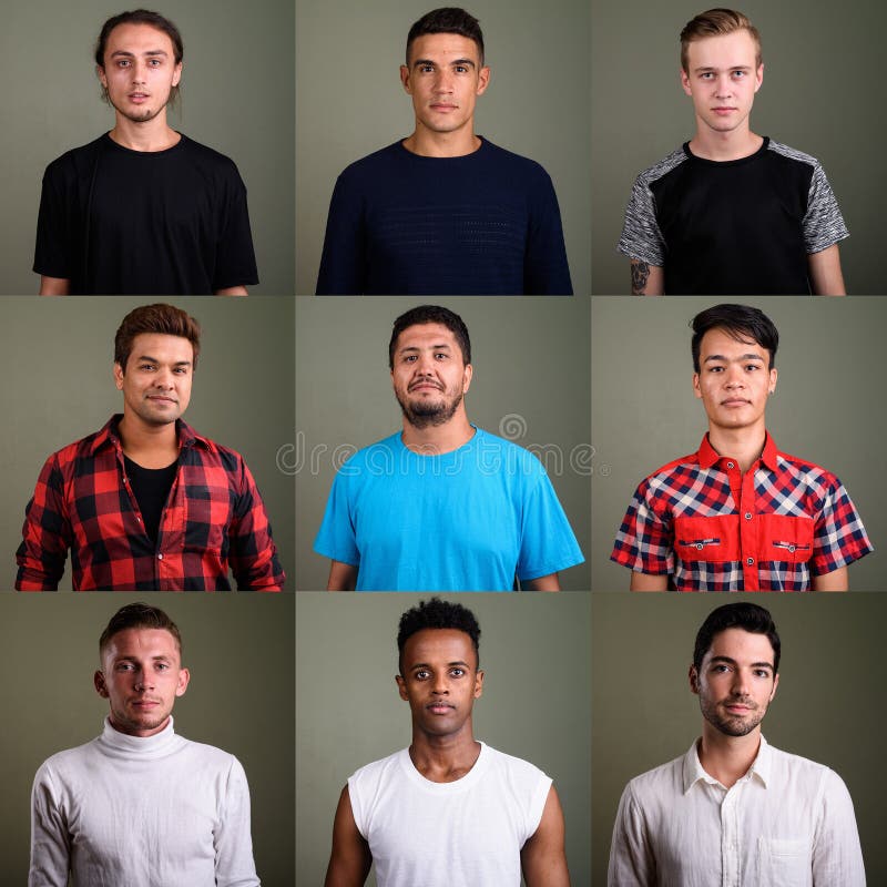 Collage of Diverse and Multi Ethnic Young Men Stock Image - Image of ...