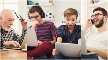 Collage People Using Digital Devices Stock Photos - Free & Royalty-Free ...