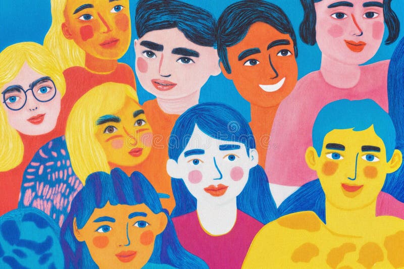 Collage of Diversity Faces, Multicultural Concept Stock Illustration ...