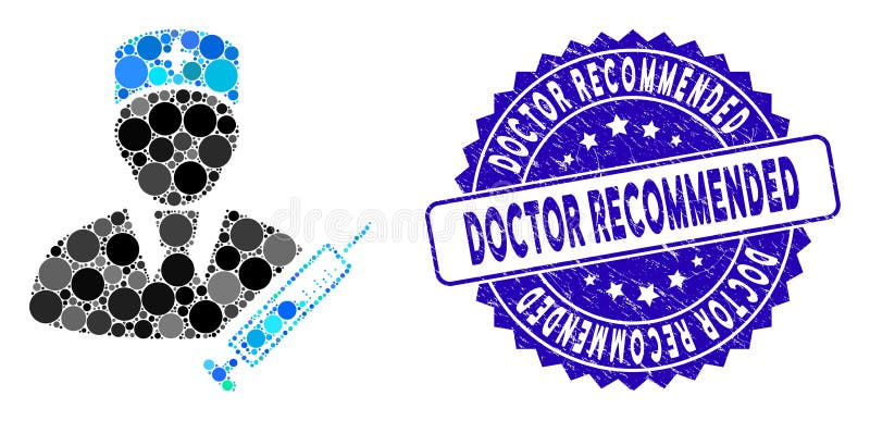 Collage Doctor Icon with Textured Doctor Recommended Stamp Stock Vector ...