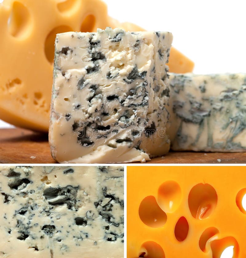 Collage of Dorblu and Other Cheeses Stock Image - Image of cheez ...