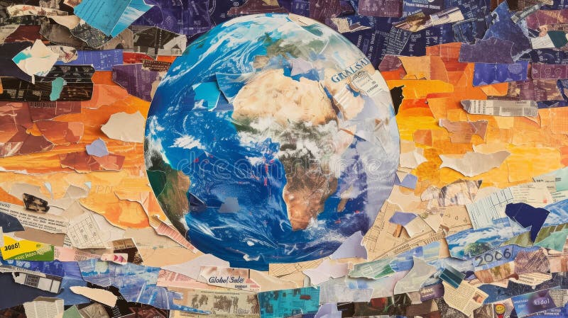Collage of Earth with Mixed Textures and Vibrant Colors Stock Image ...