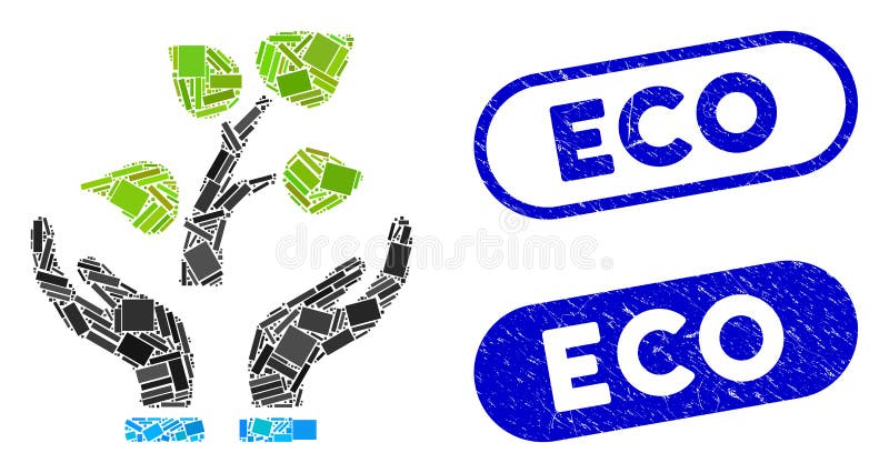 Rectangle Collage Eco Project with Distress Eco Seals Stock Vector ...