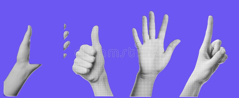 Collage Element with Hands and Cutout Shape and Doodle Element. Vintage ...