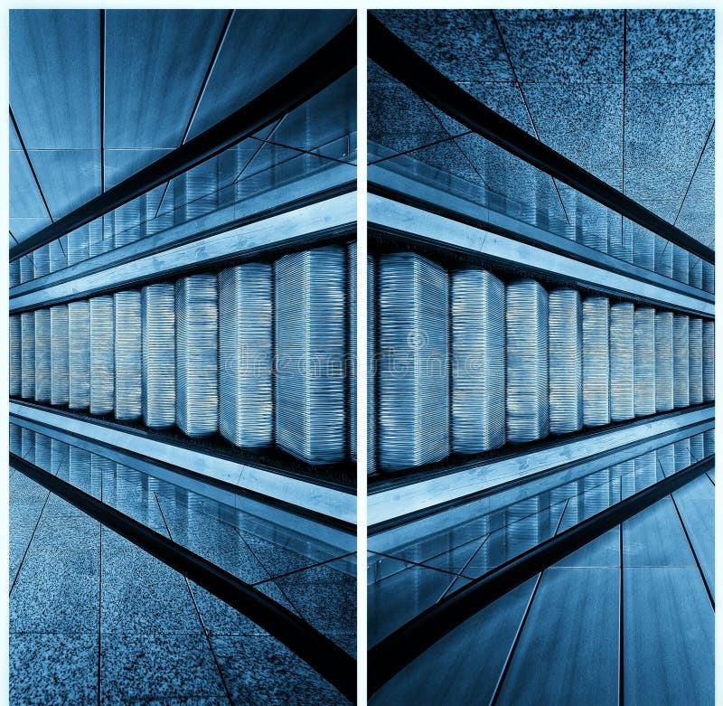 Empty Escalators Stairs at the End of Subway Line Stock Photo - Image ...