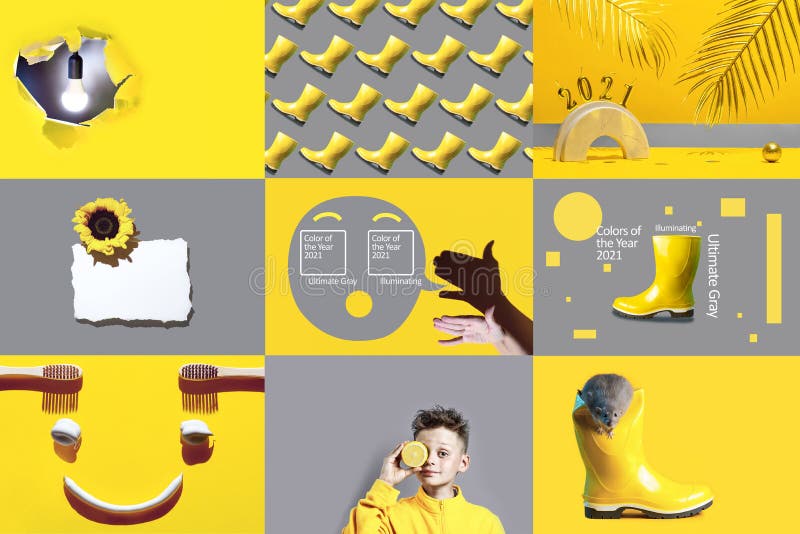 Collage En El Tema Del Color Del Concepto Del Año Foto de archivo ...