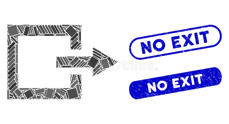 Rectangle Collage Exit with Textured No Exit Seals Stock Vector ...