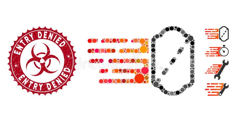 Mosaic Express Ticket Icon with Textured Entry Denied Seal Stock Vector ...