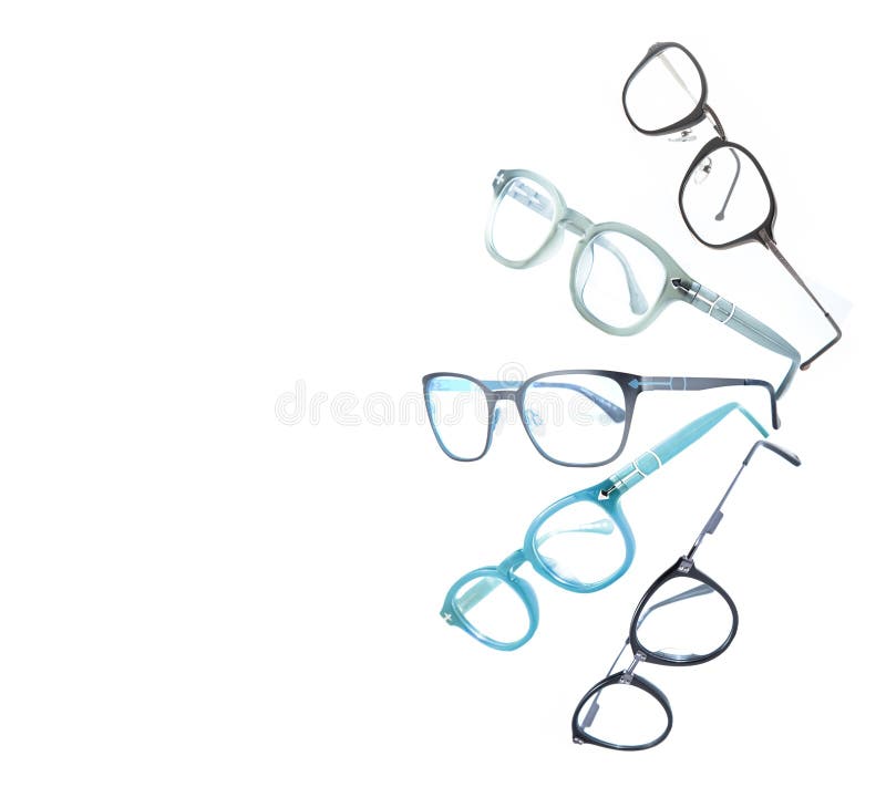 Collage of Eyeglass Frames on a White Background. Stock Photo - Image ...