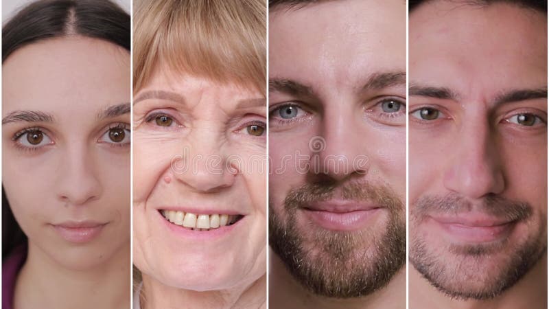 A Collage of Faces of People of Different Ages Looking at the Camera ...