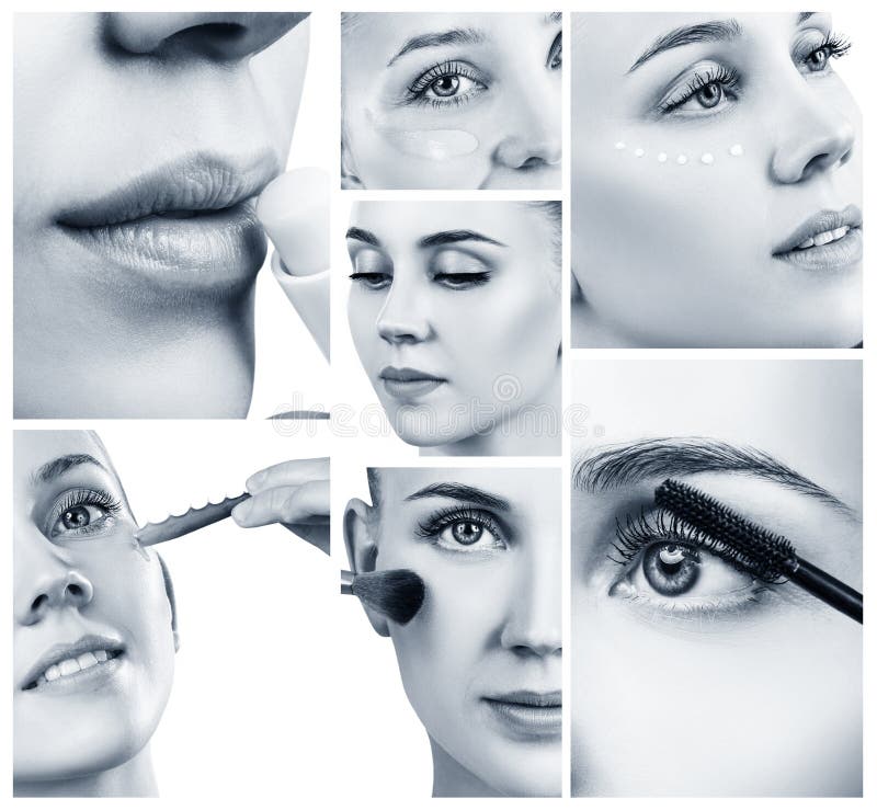 Collage of Facial Beauty Makeup Procedures. Stock Photo - Image of ...