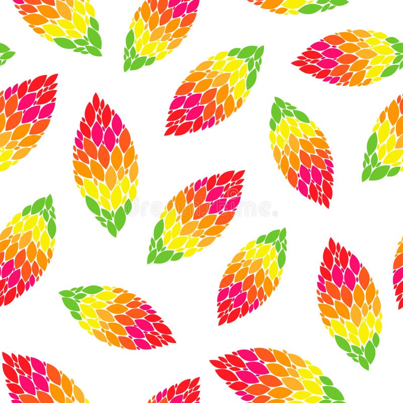 Collage Fall Leaves on White Background Seamless Repeat Pattern Stock ...