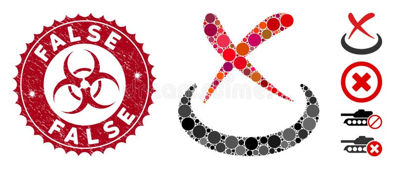 Collage False Icon with Textured False Seal Stock Vector - Illustration ...