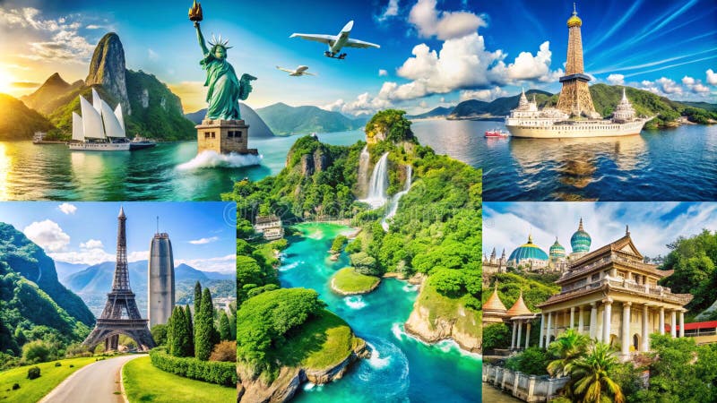 Collage of Famous Landmarks and Monuments Around the World, Including ...