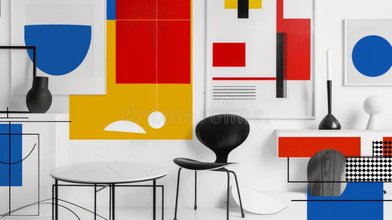 The Collage Features a Harmonious Blend of Bold Colors and Geometric ...