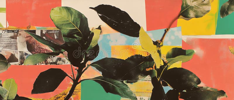 Playful Minimalistic Mixed Media Collage with Vibrant Textures and ...