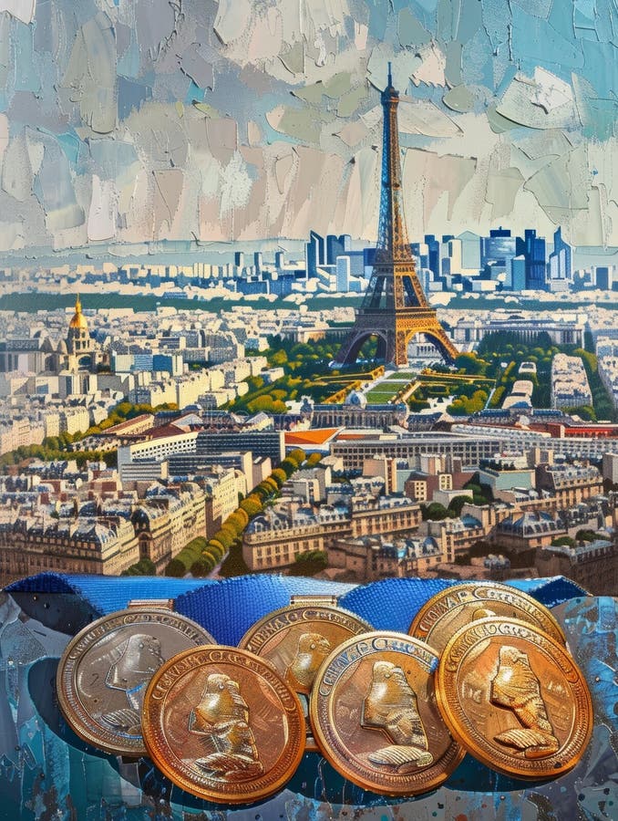 This Collage Features a Textured Portrayal of Paris, Including the ...