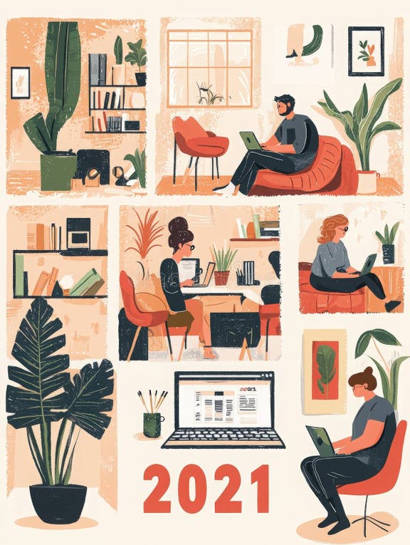 Creative Workspace Collage Showcasing Remote Work and Study ...