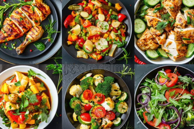 A Collage Featuring Different Types of Food. Suitable for Food Blogs or ...