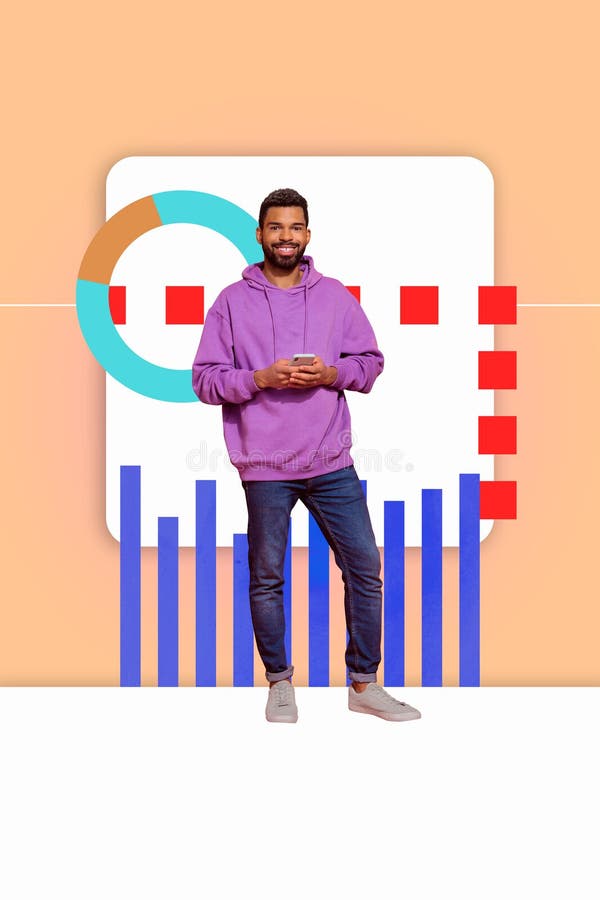 Collage Featuring Excited Business Person with Business Chart Pie Graph ...