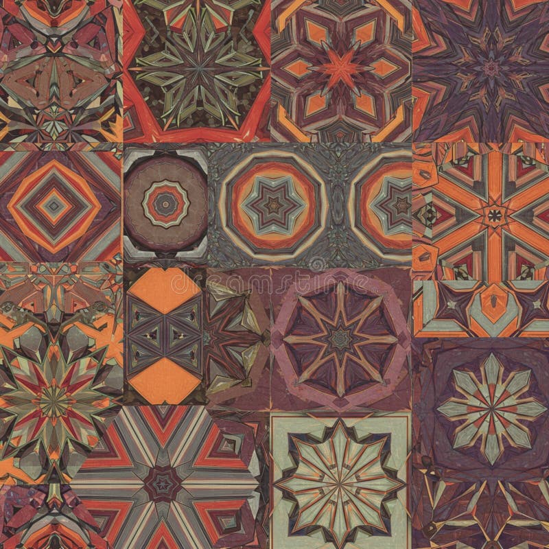 Collage Featuring a Series of Intricate, Geometric Patterns Organized ...