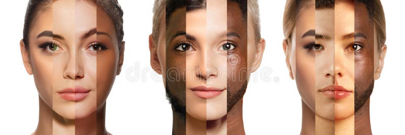 Collage Featuring Three Faces Made with Portraits of Various People of ...