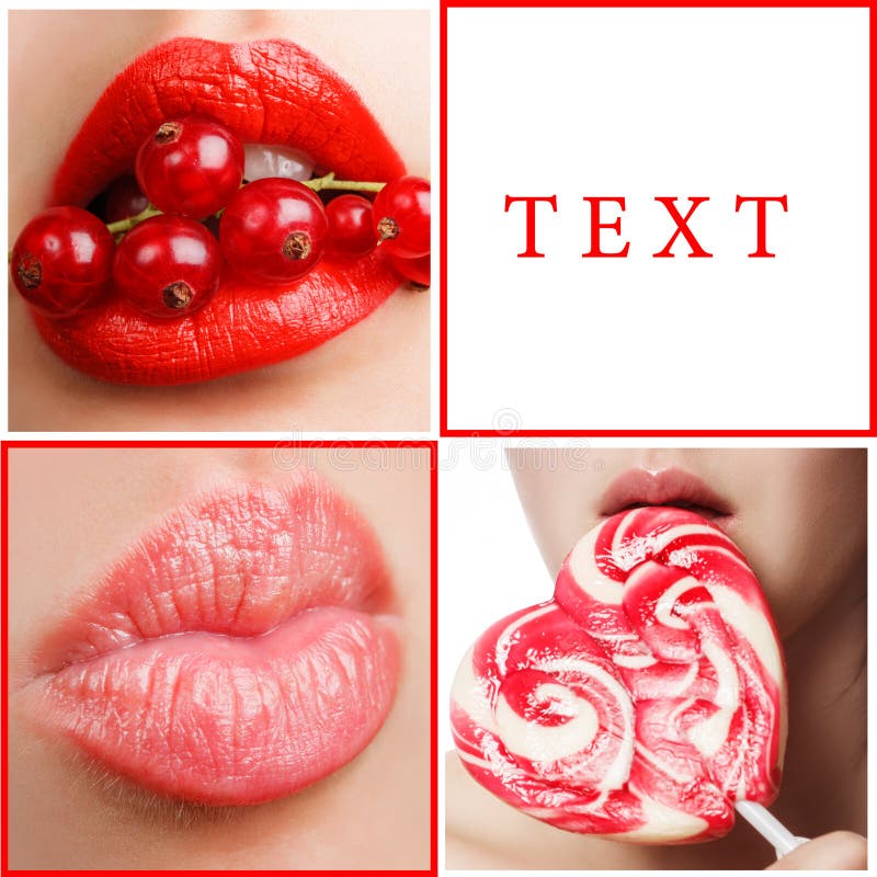 Collage female lips stock image. Image of lipstick, open - 38685705