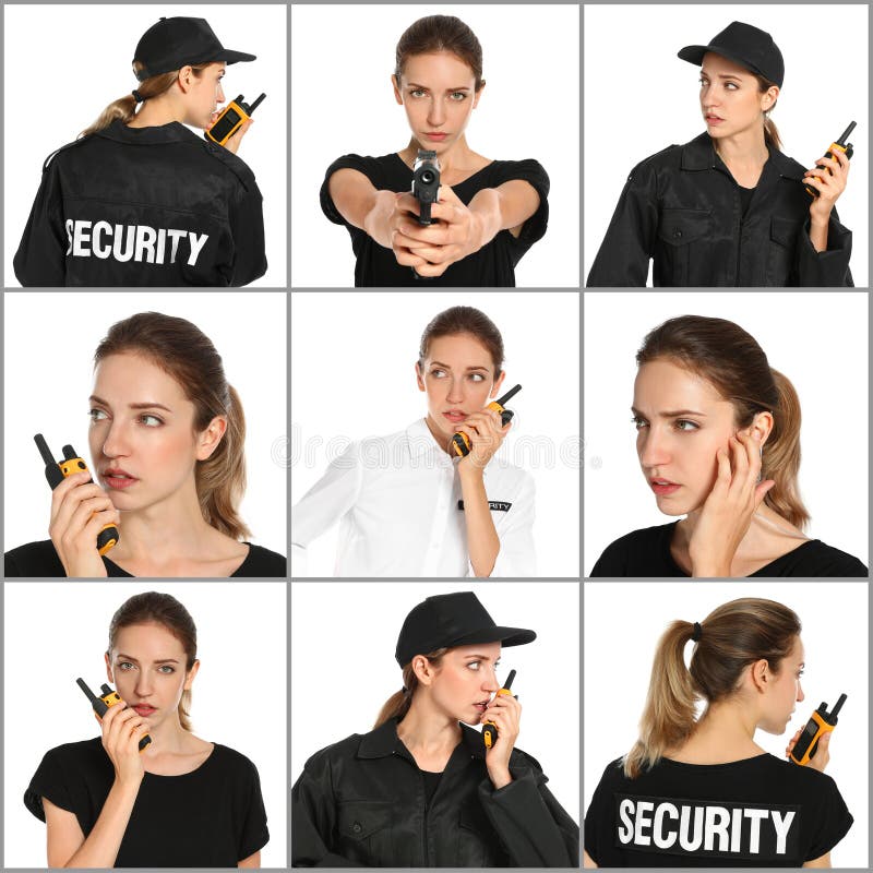 Collage of Female Security Guard on Background Stock Photo - Image of ...