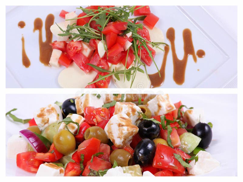 Collage of a Fine Dining Meal Stock Image - Image of broccoli, fish ...