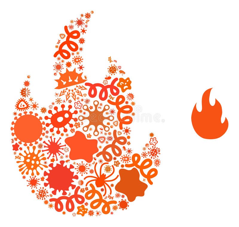 Collage Fire Flame Icon of Flu Microbes Stock Vector - Illustration of ...