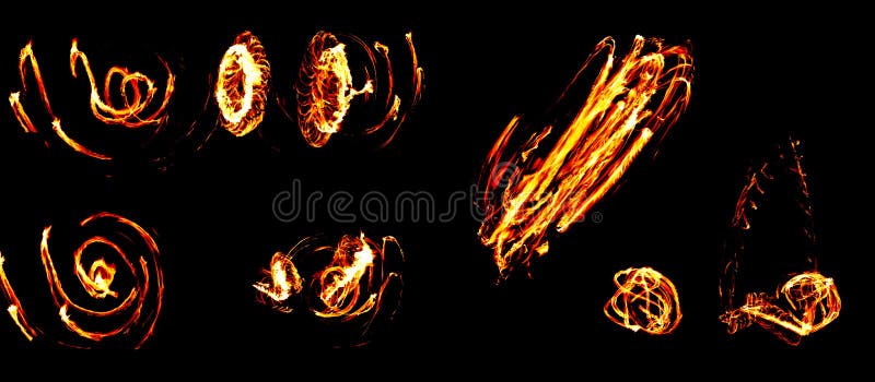 Collage of Fire Flames on Black Stock Image - Image of color, danger ...