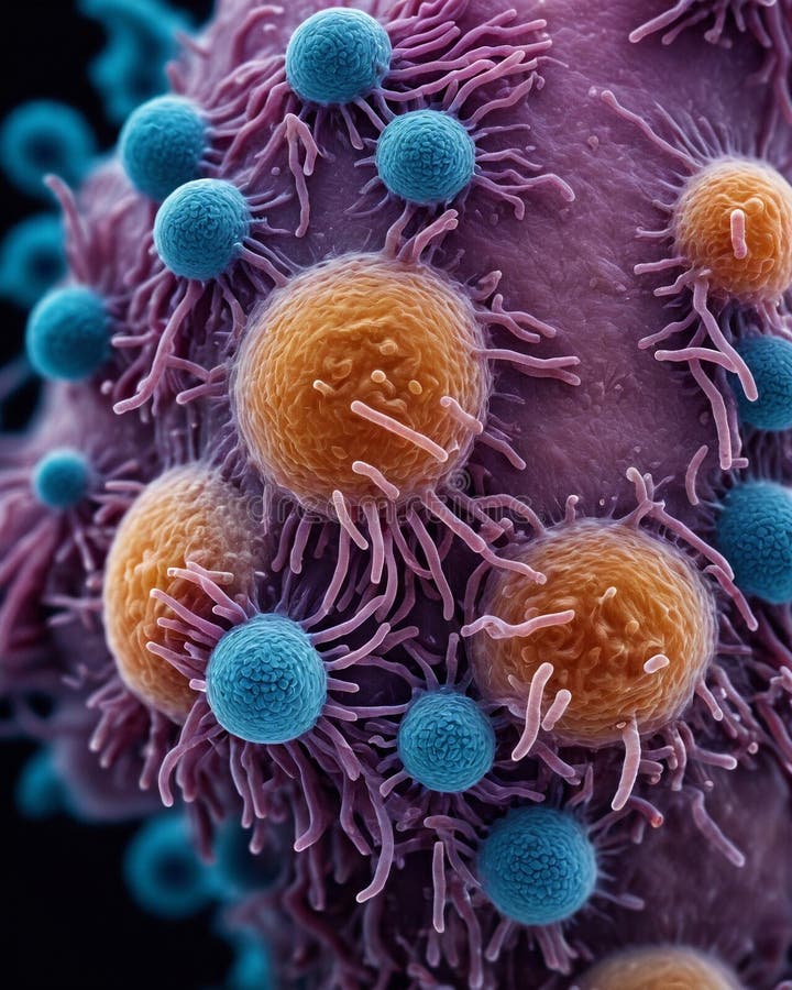 Collage of Flu COVID-19 Virus Cells in Blood Under the Microscope ...